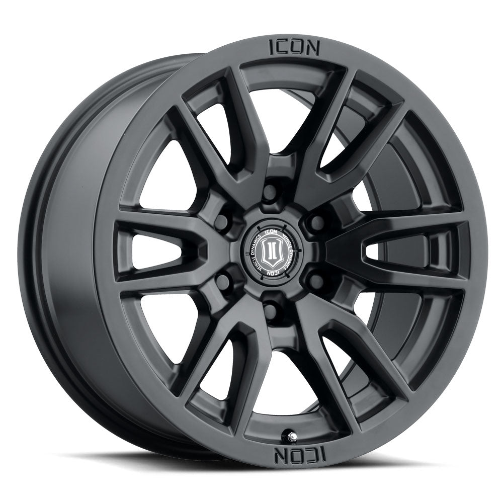 ICON Alloys Vector 6, Satin Black, 17 x 8.5 / 6 x 135, 6mm Offset, 5"